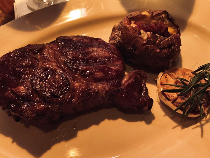 A Delmonico steak so perfectly seared it practically demands its own standing ovation from the dinner table.