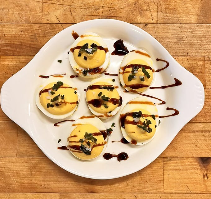 These aren't your grandmother's deviled eggs - unless your grandmother happened to be a culinary genius with artistic flair.