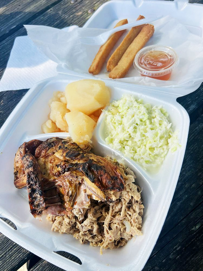 The dinner plate at B's&mdash;a Southern still life painting that belongs in the Louvre. Those cornbread sticks are the supporting actors who steal the show.