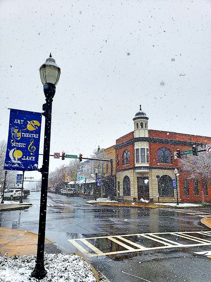 Downtown Hartwell during a rare Georgia snow feels like stepping into a Hallmark movie where everyone's about to bump into their high school sweetheart.