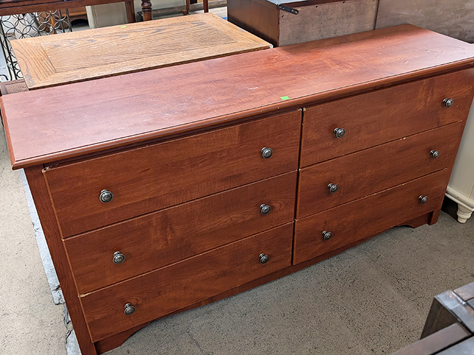 Solid wood craftsmanship that's outlived several smartphone generations. They don't make 'em like this anymore, folks.