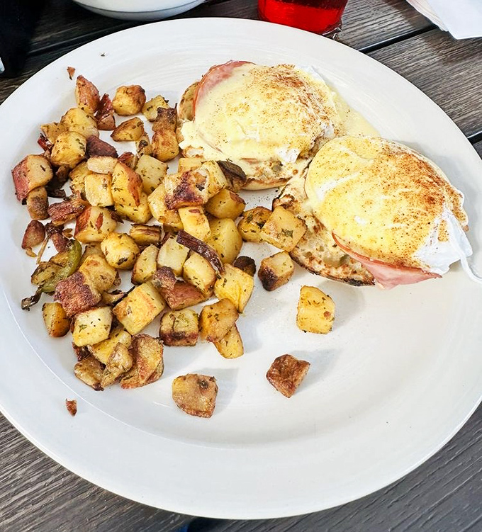 Eggs Benedict with home fries that could make a potato farmer weep with joy &ndash; this is the breakfast worth setting your alarm for.