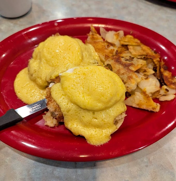 Eggs Benedict done right&mdash;golden hollandaise blanketing perfectly poached eggs, the breakfast that turns ordinary mornings into special occasions.