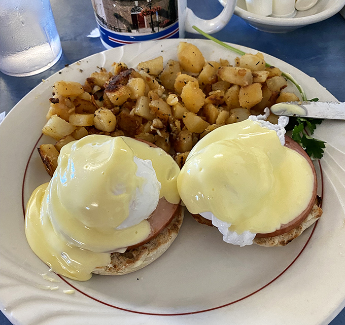 Eggs Benedict so perfect, it could make Benedict Arnold himself switch sides again for one bite.