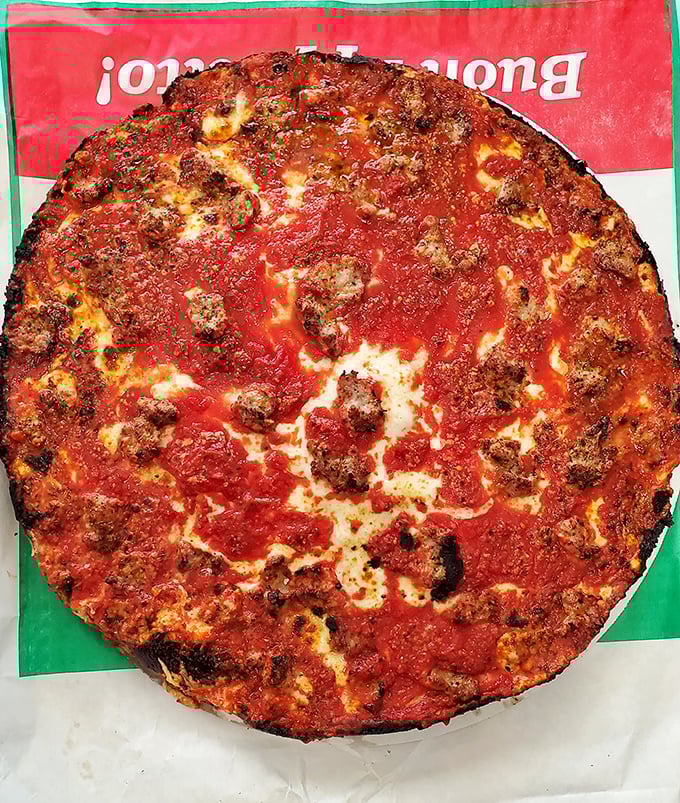 This sausage pizza isn't just a meal, it's a commitment&mdash;chunks of fennel-flecked sausage nestled in a sea of cheese and sauce.