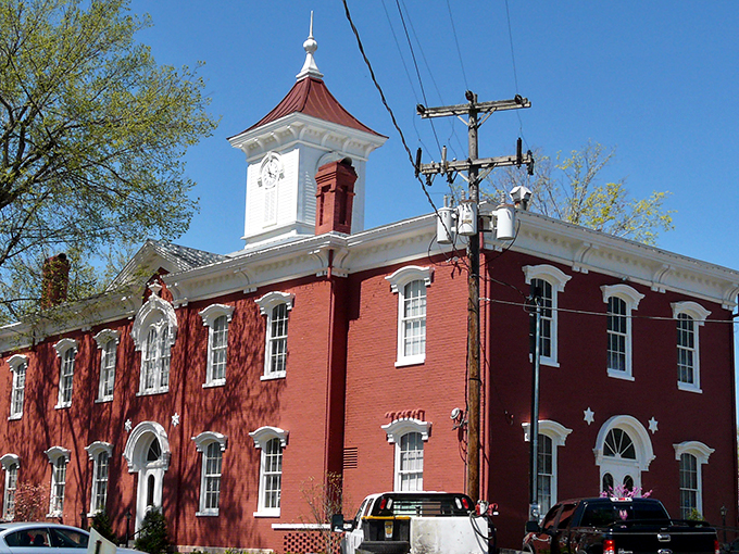The Moore County Courthouse stands as Lynchburg's red brick heart. Its distinctive cupola and classic architecture anchor the town in both history and civic pride.