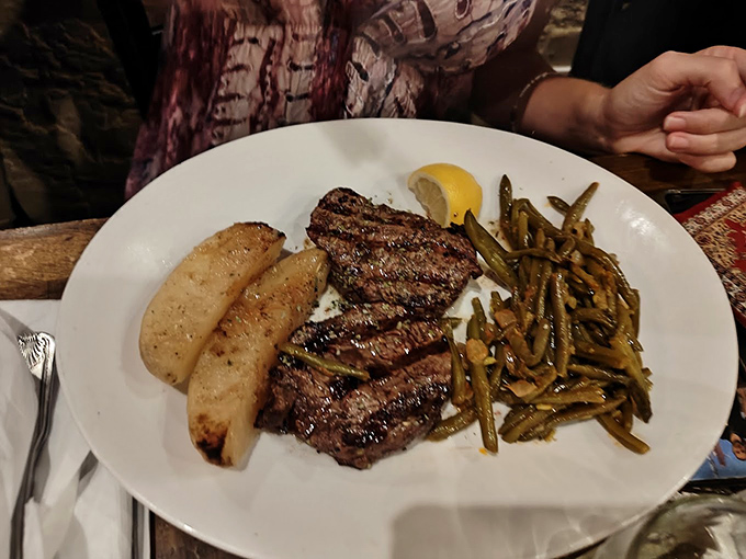 Who knew a Greek restaurant would serve steak this good? Perfectly grilled and paired with potatoes and green beans, it's a Mediterranean twist on the classic American splurge.