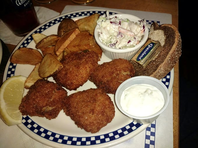 The fish fry that launched a thousand return trips. Crispy, tender, and served with the kind of coleslaw that makes you rethink your relationship with cabbage.