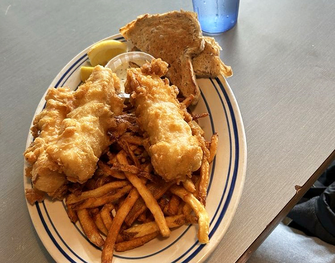 Golden-battered fish that would make Lake Michigan proud. Served with fries and toast, this is Wisconsin's Friday ritual on a plate.