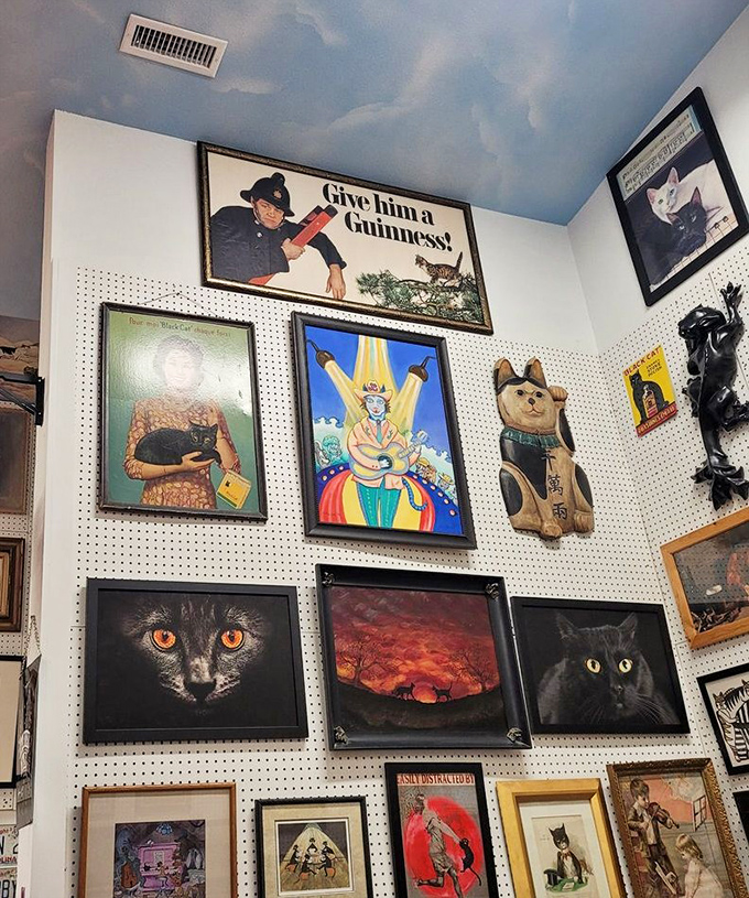 The museum's art wall showcases everything from fine portraiture to pop culture references. Even Guinness knew cats were good for advertising.