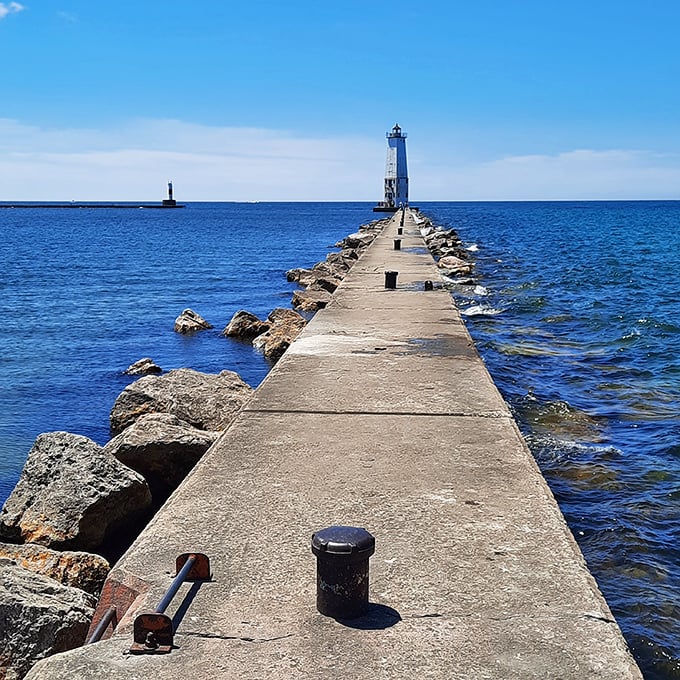 Walking this pier to the lighthouse beats any expensive gym membership for both exercise and soul therapy.