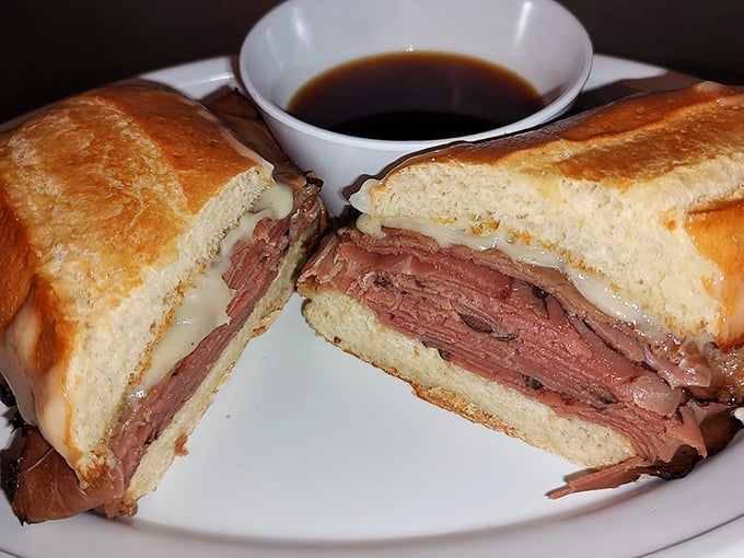 The French dip that launched a thousand road trips. That jus isn't just a dipping sauce&mdash;it's liquid gold worth driving hours to experience.