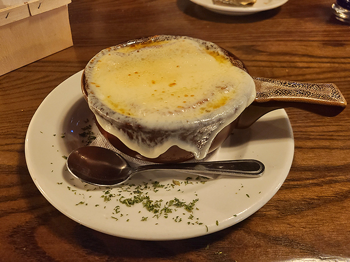 French onion soup that doesn't just warm your body&mdash;it hugs your soul with a blanket of bubbling cheese and rich, savory broth.