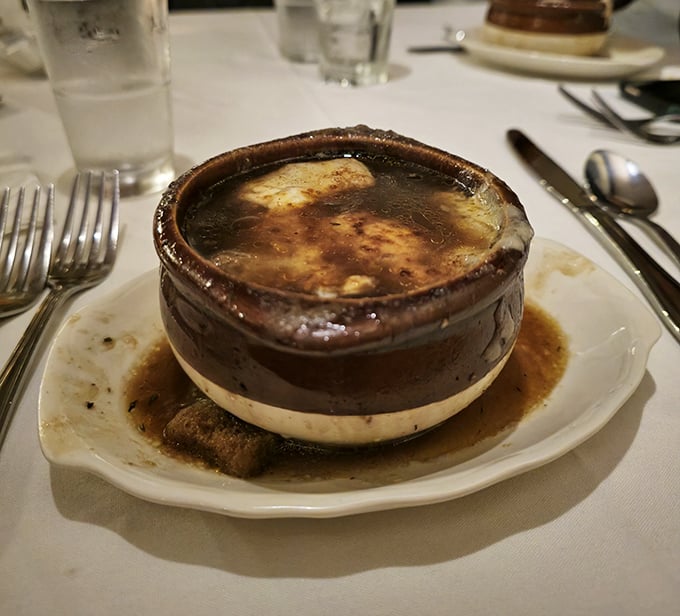 French onion soup that fights winter blues better than a Caribbean vacation&mdash;that cheese pull could win Olympic medals.