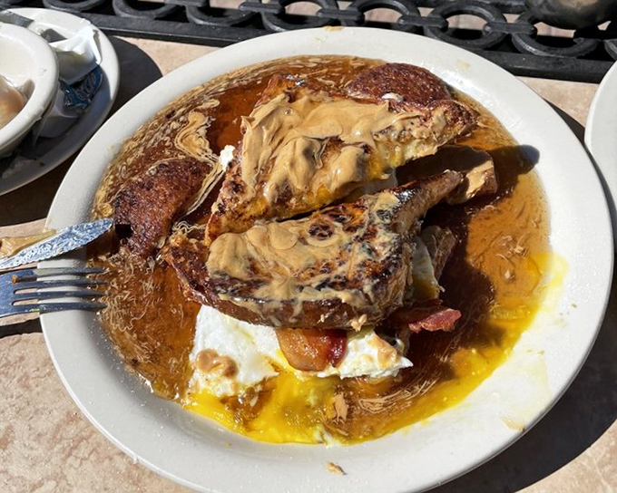 French toast that's clearly been to finishing school. That golden-brown exterior hiding custardy insides is what breakfast dreams are made of.
