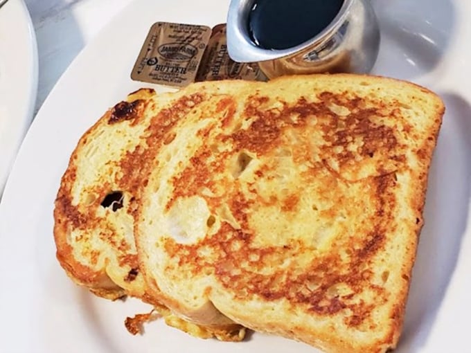Golden-brown French toast that's crispy on the outside, custardy on the inside. The kind of breakfast that makes you wonder why anyone bothers with avocado toast.