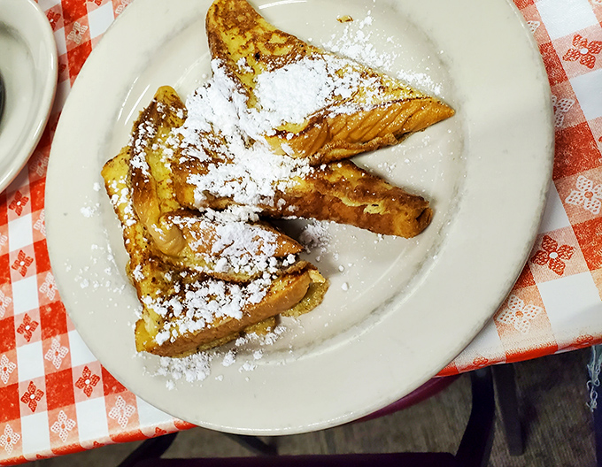French toast dusted with powdered sugar snow &ndash; simple perfection that reminds you why classics became classics in the first place.