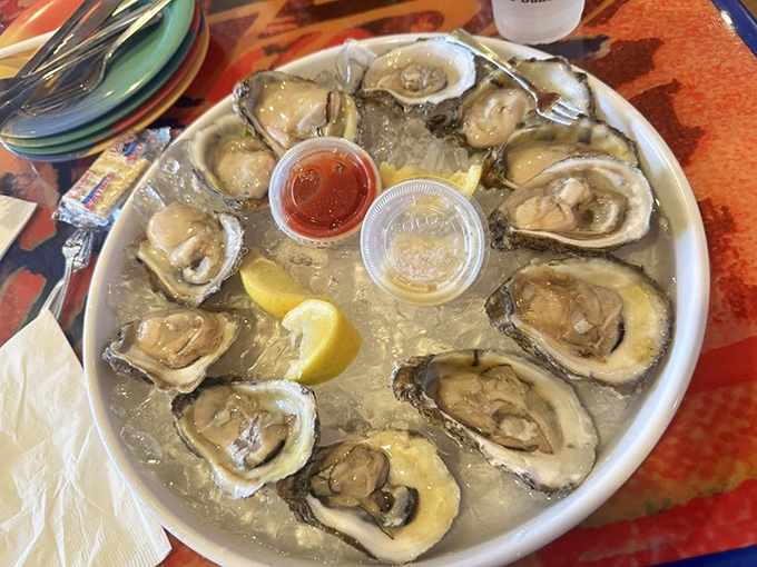 These oysters aren't just served&mdash;they're presented like the briny jewels they are, with lemon and sauce standing by for those who need training wheels.
