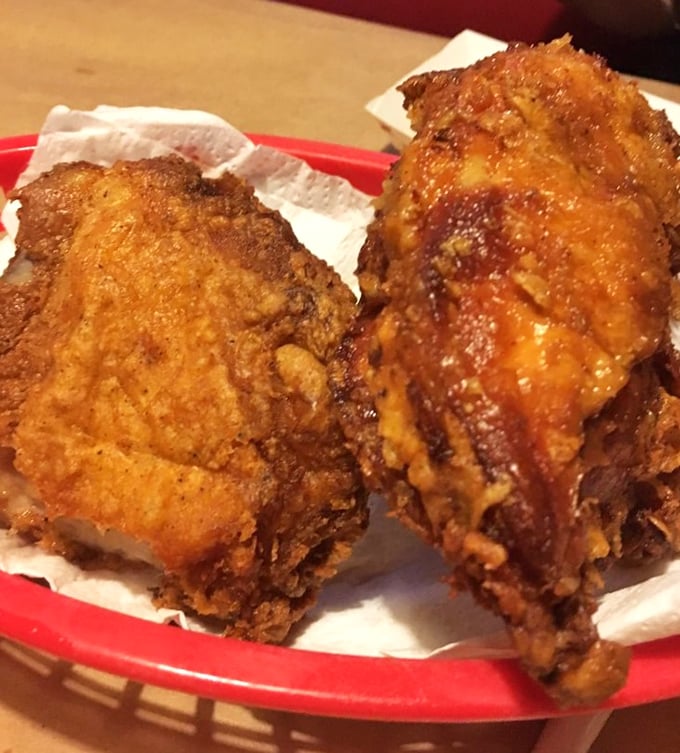 Fried chicken so perfectly golden it makes you wonder if you've been ordering wrong at a crab house all these years.