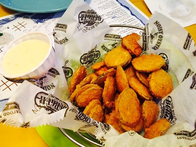 Golden-fried pickle chips &ndash; the South's greatest contribution to appetizer culture since someone first thought to fry an okra.