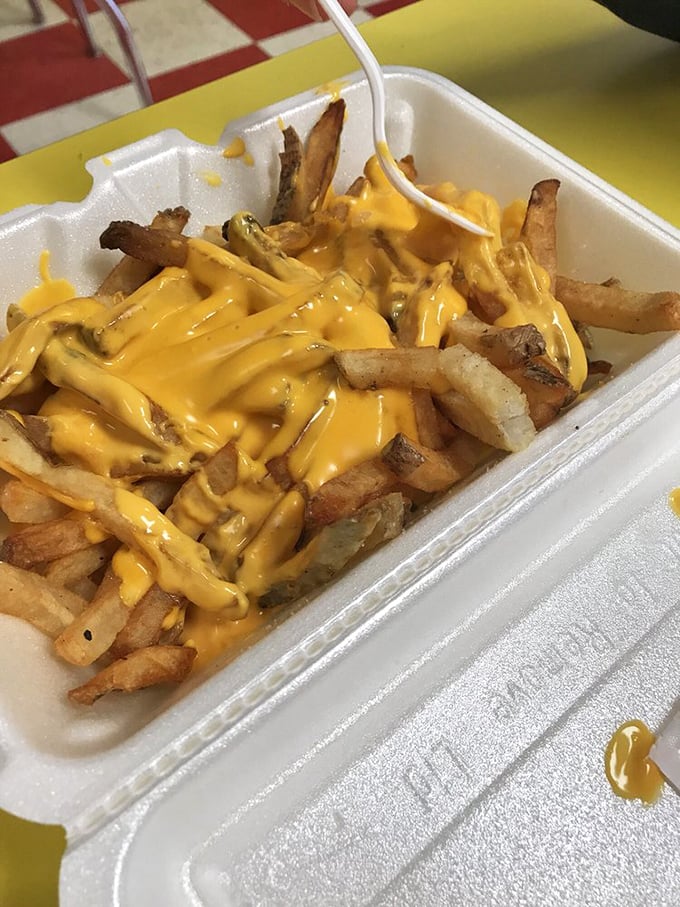 Cheese fries that don't apologize for being exactly what they are: a glorious, messy indulgence that demands to be shared but rarely is.