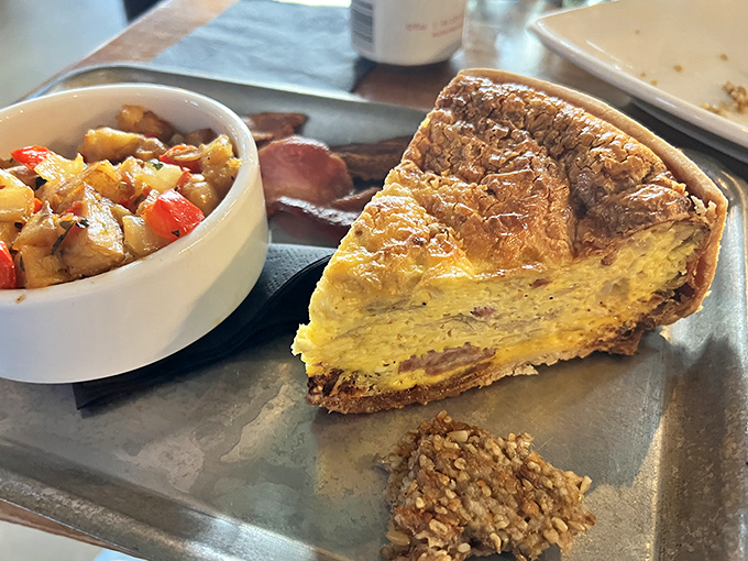 Breakfast of champions! This golden quiche with perfectly roasted potatoes proves that mornings in Ohio can indeed be as glorious as afternoons in Paris.