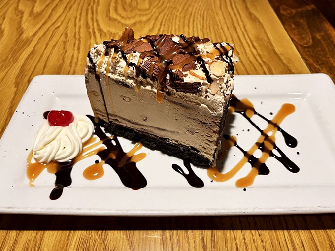 Dessert architecture at its finest—layers of chocolate and cream stacked higher than most Southern California real estate developments.