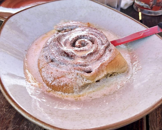 Not so much a cinnamon roll as a cinnamon continent &ndash; this spiral of breakfast decadence could feed a family or one very determined sweet tooth.