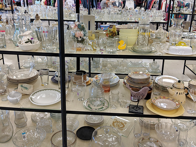 Crystal kingdoms and ceramic castles &ndash; the glassware section sparkles with forgotten treasures that once graced someone else's dinner table.