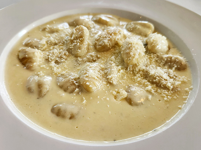 Gnocchi Gorgonzola creates clouds of potato perfection floating in creamy cheese sauce that dreams are made of.