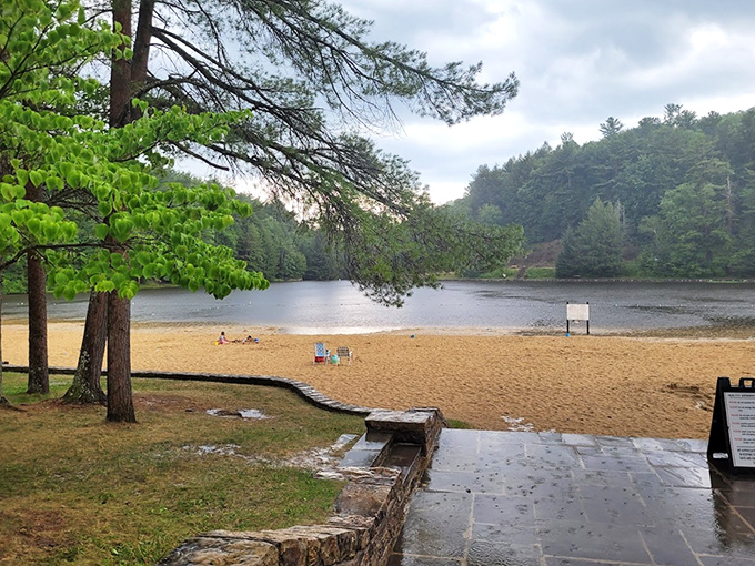 Sandy shores meet crystal waters at the park's beach area. No passport or overpriced resort fees required for this getaway.