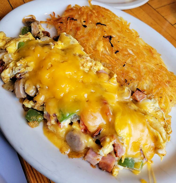 Hash browns achieving that perfect crispy-outside, fluffy-inside ratio that lesser diners only dream about.