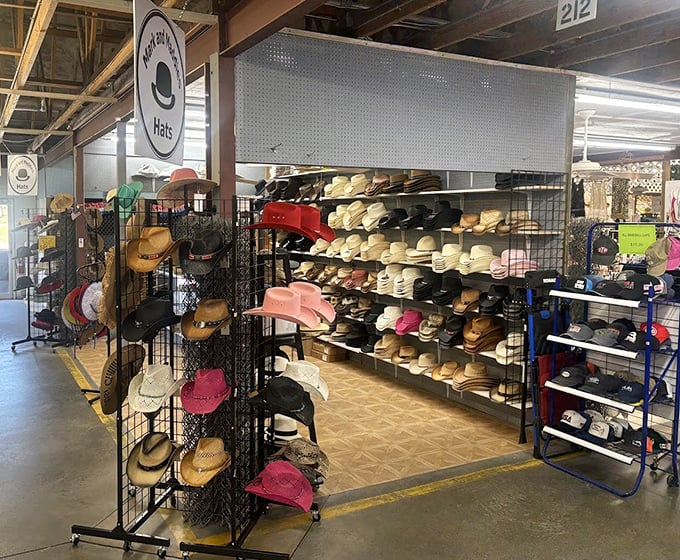 Hat nirvana for every head and occasion! From cowboy cool to beach-ready straw, your next signature look is waiting on these racks.