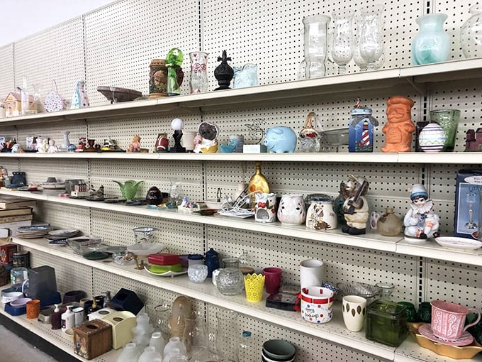 The knickknack section: where yesterday's wedding gifts become tomorrow's conversation pieces. Ceramic animals for days!