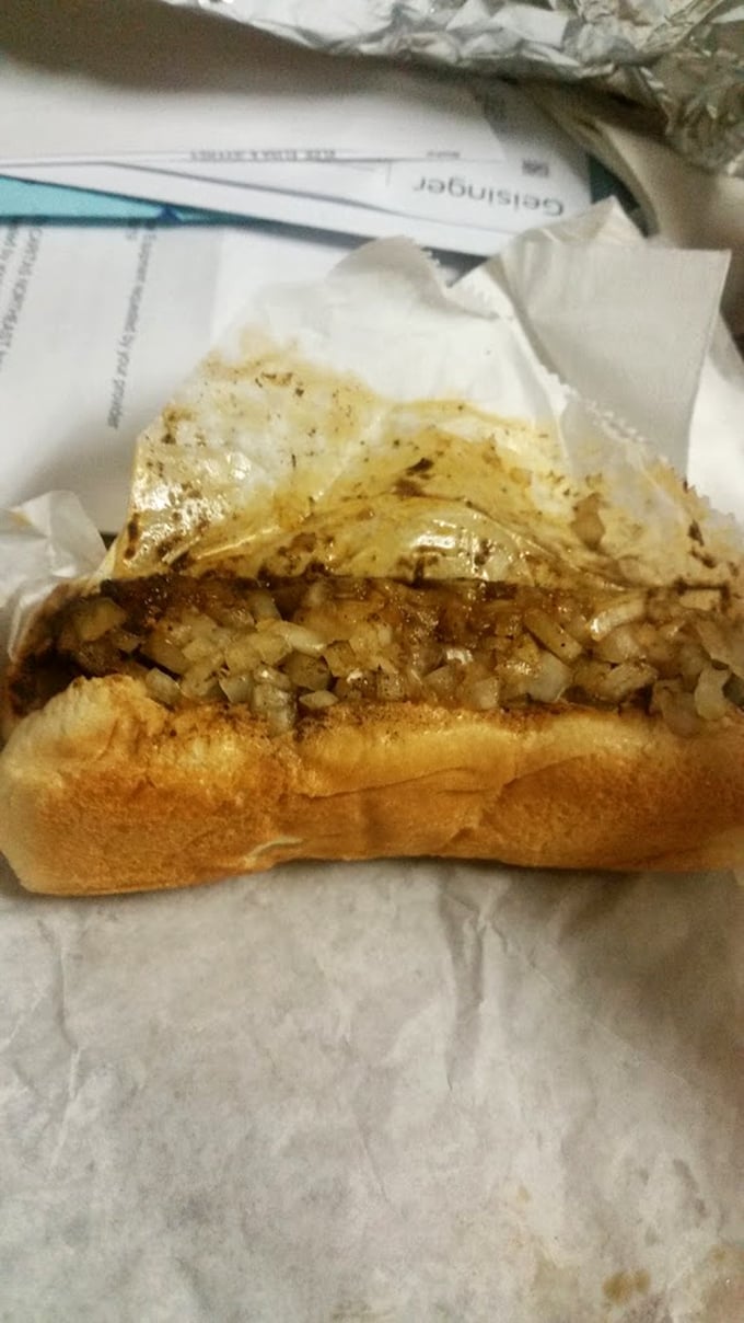 Simple pleasures wrapped in simple packaging. This hot dog with grilled onions proves that sometimes the classics need no improvement.