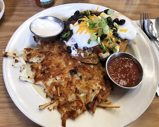 Crispy hash browns, perfectly cooked eggs, and a side of salsa&mdash;this plate doesn't need a filter, just your undivided attention.