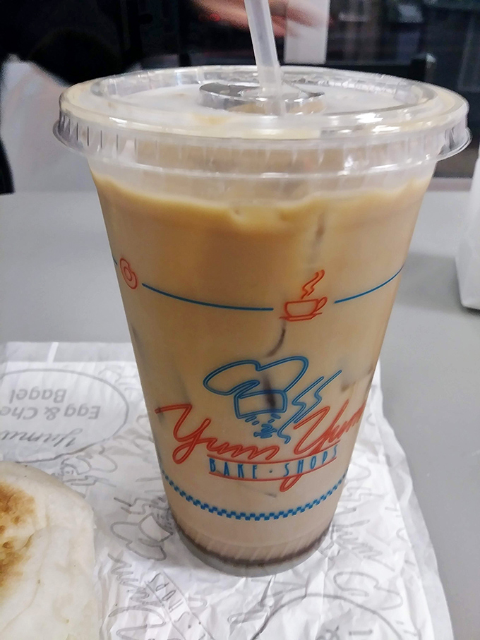 Iced coffee in a classic cup &ndash; the perfect sidekick for your donut adventure. Like Batman and Robin, if Robin were deliciously caffeinated.
