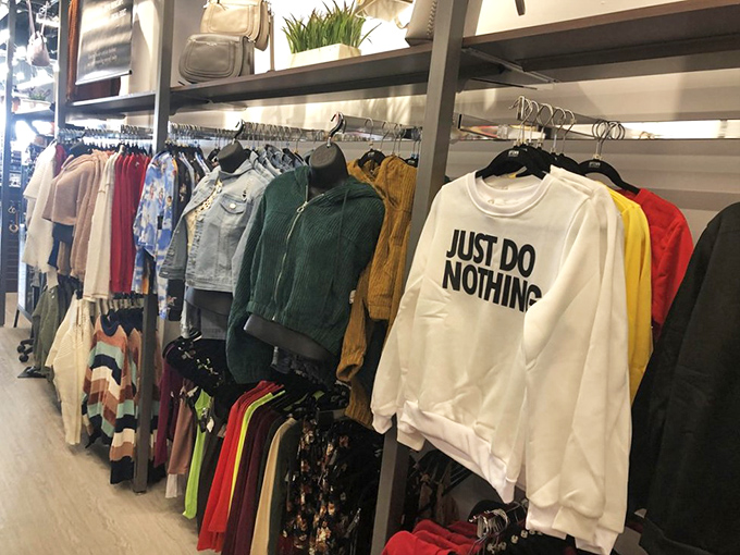 The "Just Do Nothing" sweatshirt speaks to my soul on a spiritual level. Finally, athletic wear that matches my exercise philosophy.