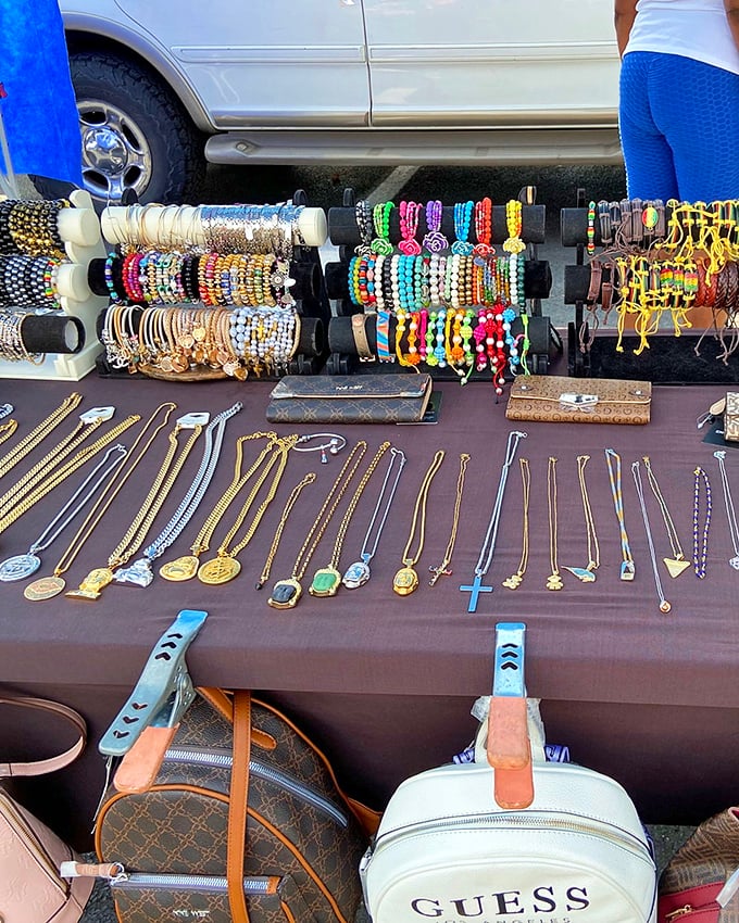 Sparkling treasures spread across tables like a pirate's dream come true in modern times.