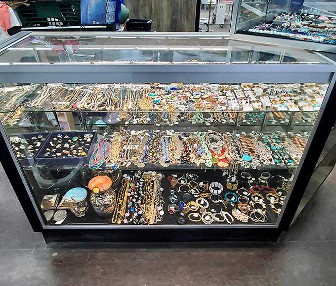 A treasure chest without the ocean voyage&mdash;the jewelry counter gleams with possibilities for accessorizing on a dime.