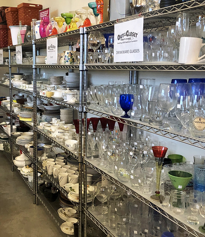 Crystal stemware stands at attention like elegant soldiers, waiting to grace dinner parties with their second-chance sophistication and surprising affordability.