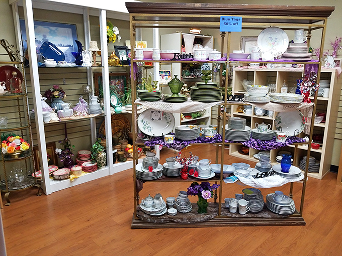 Dish paradise! More patterns than a fabric store and enough serving pieces to host the royal family should they unexpectedly drop by your Tuesday potluck.