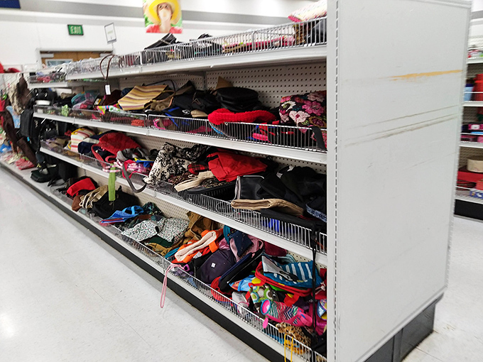 Handbag heaven! One shopper's castoff is another's "Did you really find THAT at a thrift store?" conversation starter.