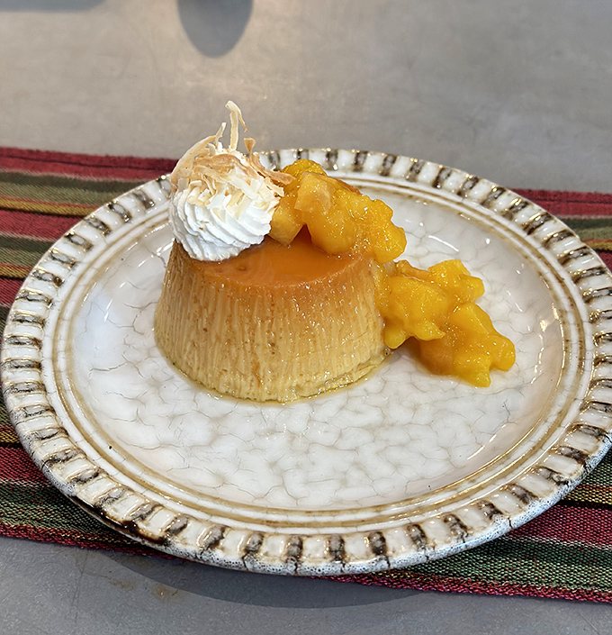 "Leche Flan that jiggles with confidence – this isn't dessert, it's a caramel-topped miracle that would make your grandmother both jealous and proud."