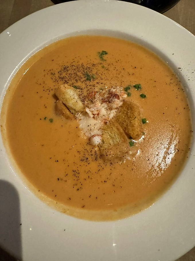 This lobster bisque doesn't whisper its richness&mdash;it announces it with a creamy fanfare that makes spoons disappear at record speed.