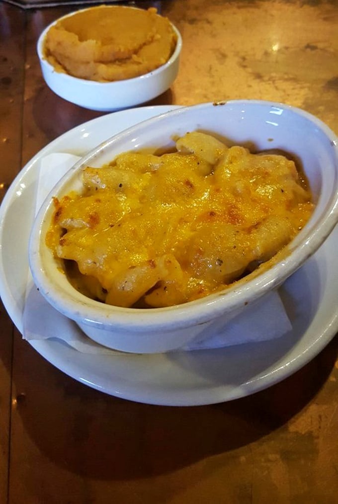 Mac and cheese that doesn't know it's a side dish. This creamy, golden masterpiece demands equal billing with the meat.