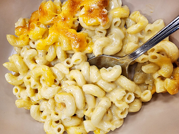 Mac and cheese that doesn't come from a blue box&mdash;this is the real deal, with each forkful stretching into cheesy infinity.