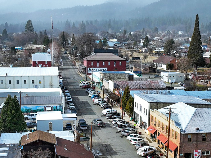 Winter brings a different mood to Etna's downtown, where the mist-shrouded mountains remind you you're in wilderness territory.