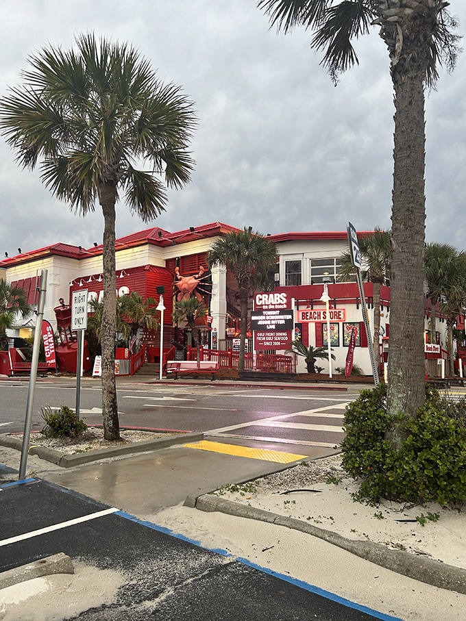 Nothing says "coastal dining" quite like a giant red crab on the roof. This seafood spot practically screams "vacation mode activated!"