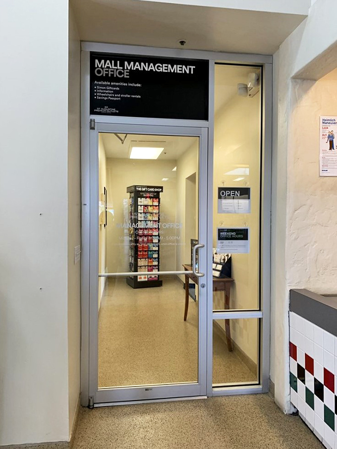 Behind these doors lies the command center of discount paradise &ndash; less exciting than the stores, but essential to the operation.